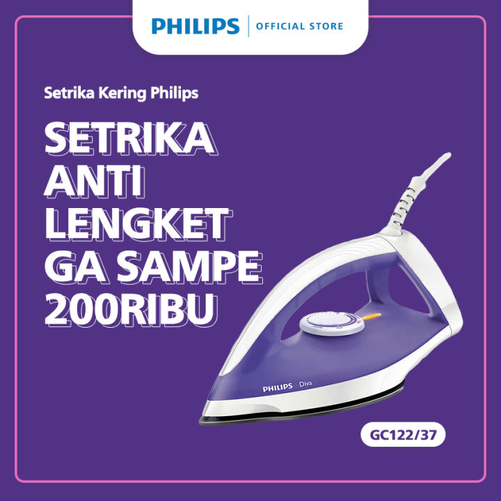[EXTRA DISKON 20K] Philips Setrika Kering Diva GC122/37 Ungu ...