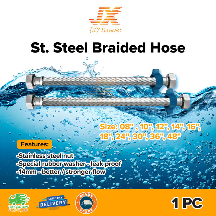 ViP 8"- 48" Stainless Steel Braided Flexible Hose FF Spring Pipe Basin ...
