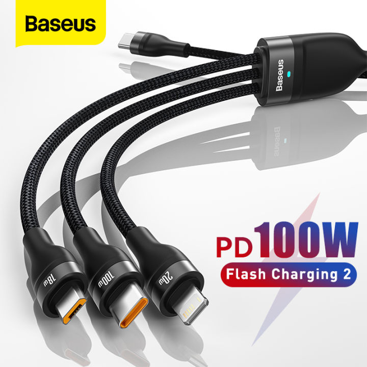 Baseus 3 in 1 Cable PD 100W Charging Cable Type C for iPhone 14 13 Pro ...
