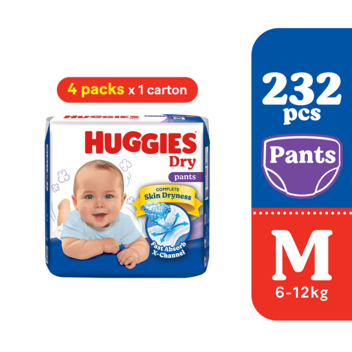 HUGGIES Dry Pants Diapers M 58s (4 Packs) - Absorbent and dry diapers ...
