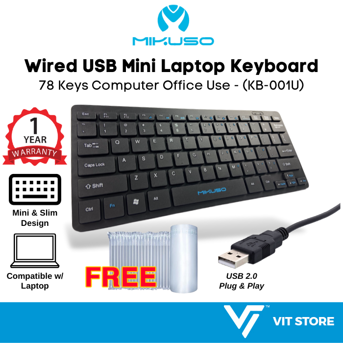 MIKUSO KB-001U Silent Cute Slim USB Laptop Keyboard Flat Small | Wired ...