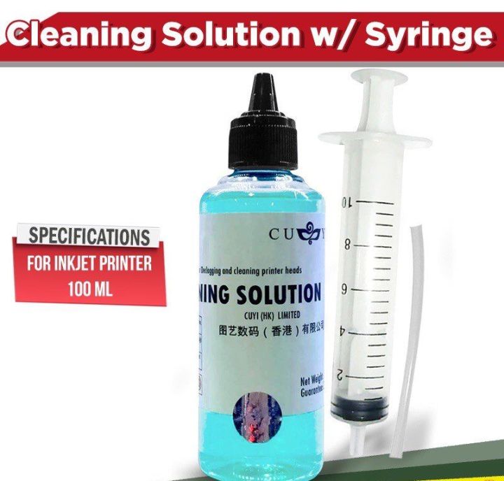 CUYI Cleaning Solution for Inkjet Printer & Syringe with Hose 100 ml ...