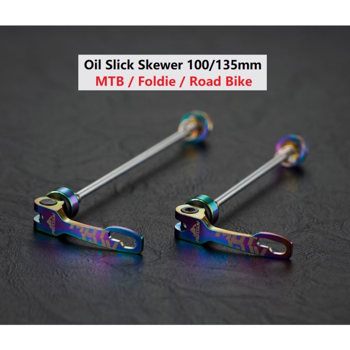 [SG SELLER] Electroplated Oil Slick Mountain Bike Skewers Road Bicycle ...