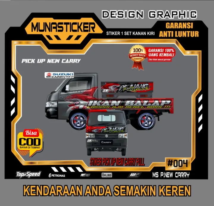 sticker mobil pick up new carry full body motif ikan balap | Lazada ...