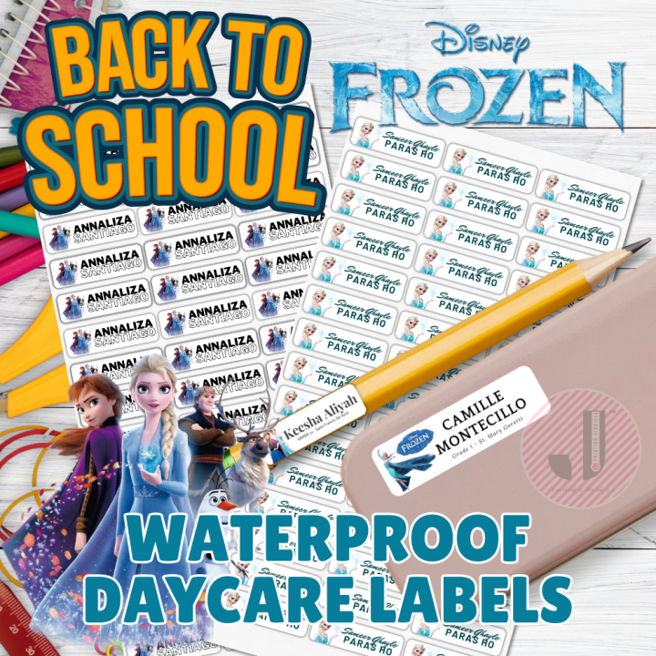 FROZEN ELSA Design Waterproof Daycare Labels, Preschool Labels, Name ...
