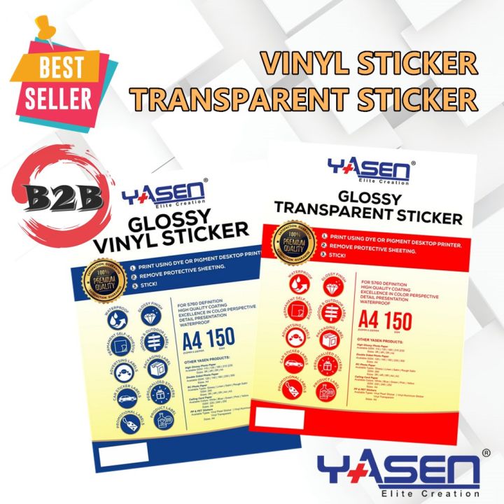 Yasen Transparent Vinyl White Vinly Laber Sticker Paper A4 150GSM ...