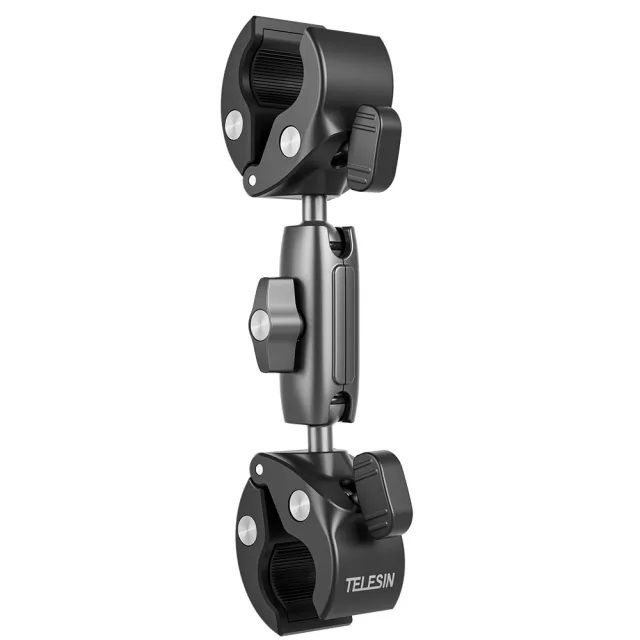TELESIN Bike & Motor Handle Bar Dual Mount Crab-Style 360° Dual Clamp ...