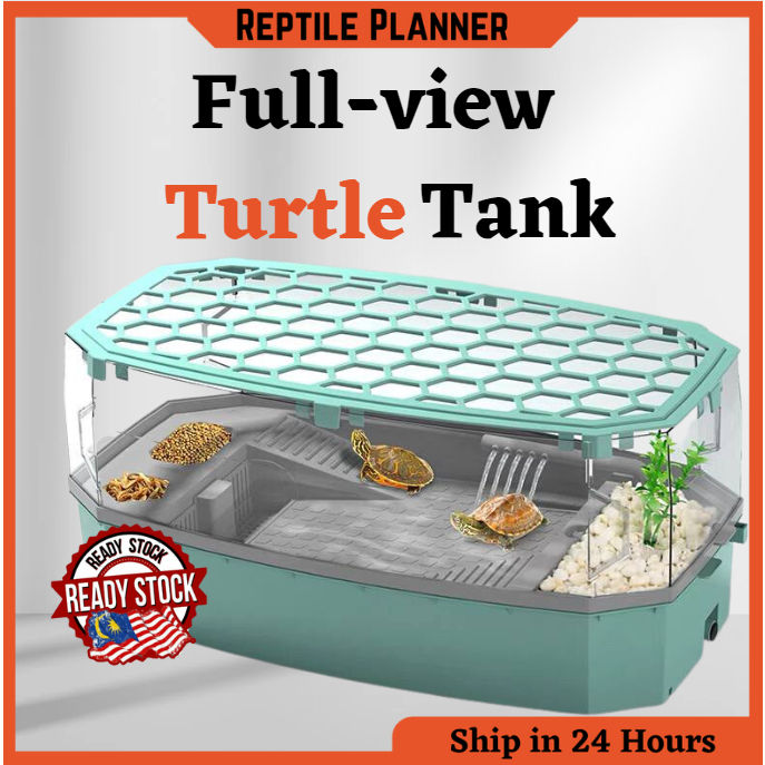 Full View Turtle Tank Large Tortoise Aquarium Anti Escape Cage Full Set ...