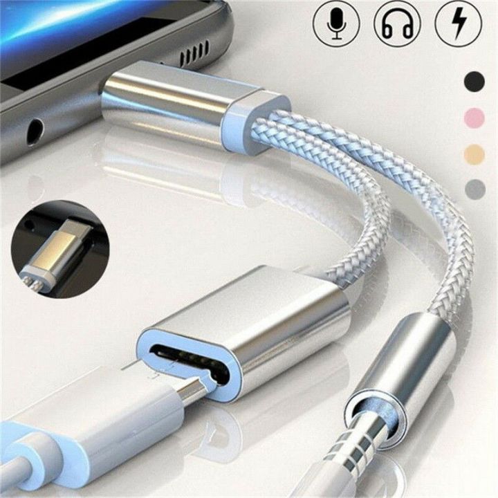 [SONGFUL] USB-C Type C To 3.5mm Aux Audio Charging Weave Cable 2 in 1 ...