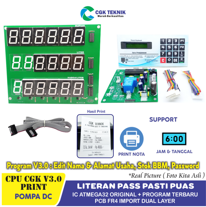 CGK TEKNIK - PAKET CPU PERTAMINI POM MINI CGK V3.0 PRINT POMPA DC + KEYPAD COMBO CGK + SEGMENT ...