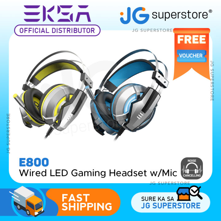 EKSA E800 Gaming Headset Soft Earpads Over Ear With Rotate Mic LED Light for PS4 PC Xbox (Blue ...