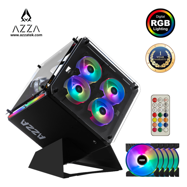 AZZA Innovative Tempered Glass ARGB CUBE 802 With RF Remote control ...
