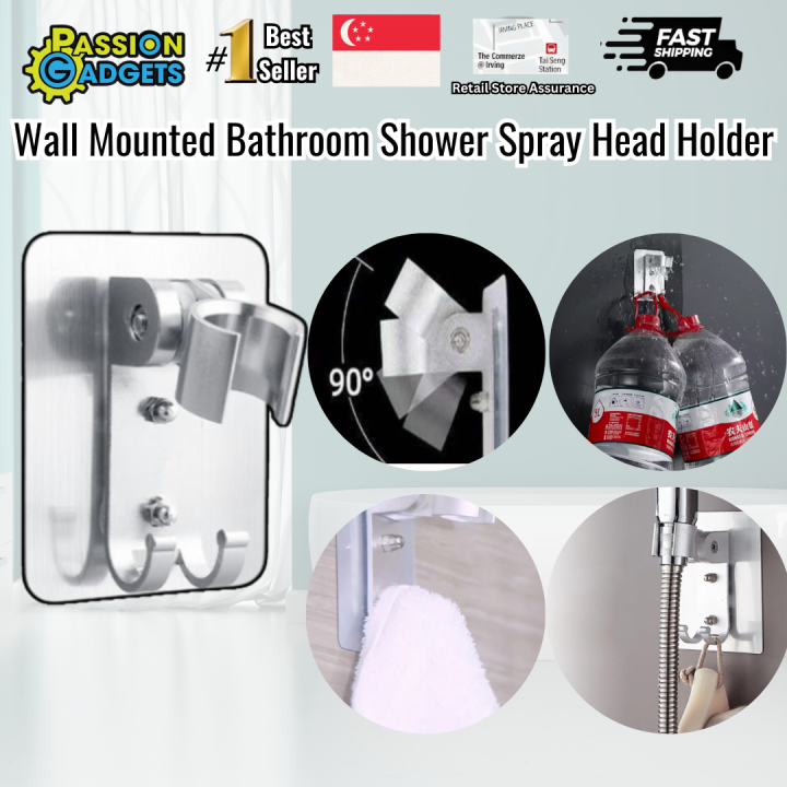 Wall Mounted Stick On Bathroom Shower Spray Head Holder Adjustable ...