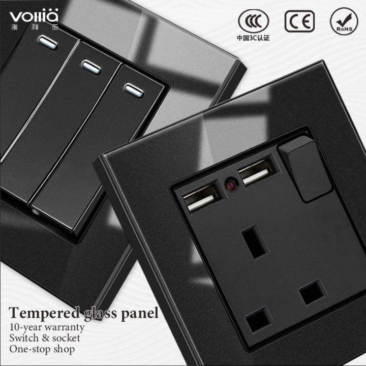 VOLLIA 1/2/3/4 Gang 1/2 Way wall switch light for house 3-pin plug ...