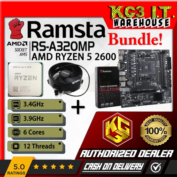 Ramsta RS-A320MP AMD AM4 DDR4 M-ATX Motherboard / AMD Ryzen 5 2600 ...