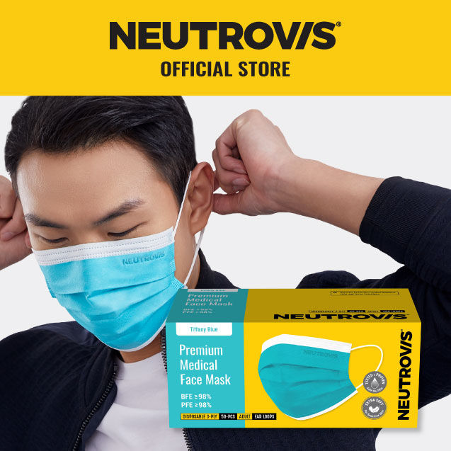 Neutrovis 3-Ply Premium Medical Face Mask 50s - Tiffany Blue | Lazada