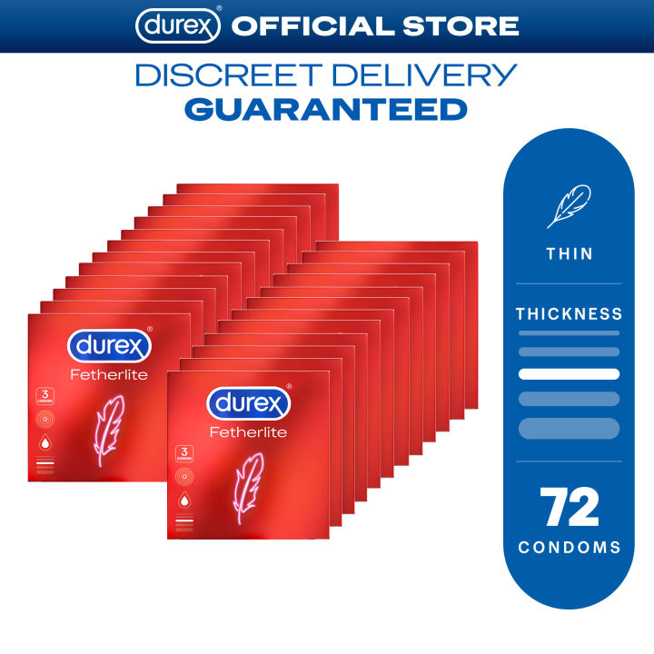 Durex Fetherlite Thinner Lubricated Condoms 3s (Set of 24 - 72 Condoms ...