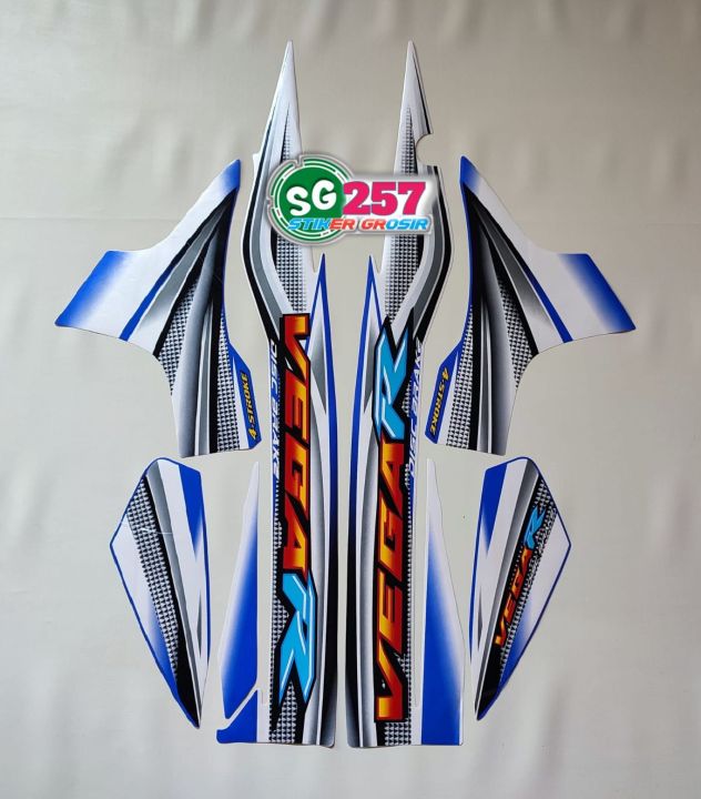 STIKER STRIPING LIS BODY VEGA R LAMA TAHUN 2005 PUTIH BIRU STANDAR ...