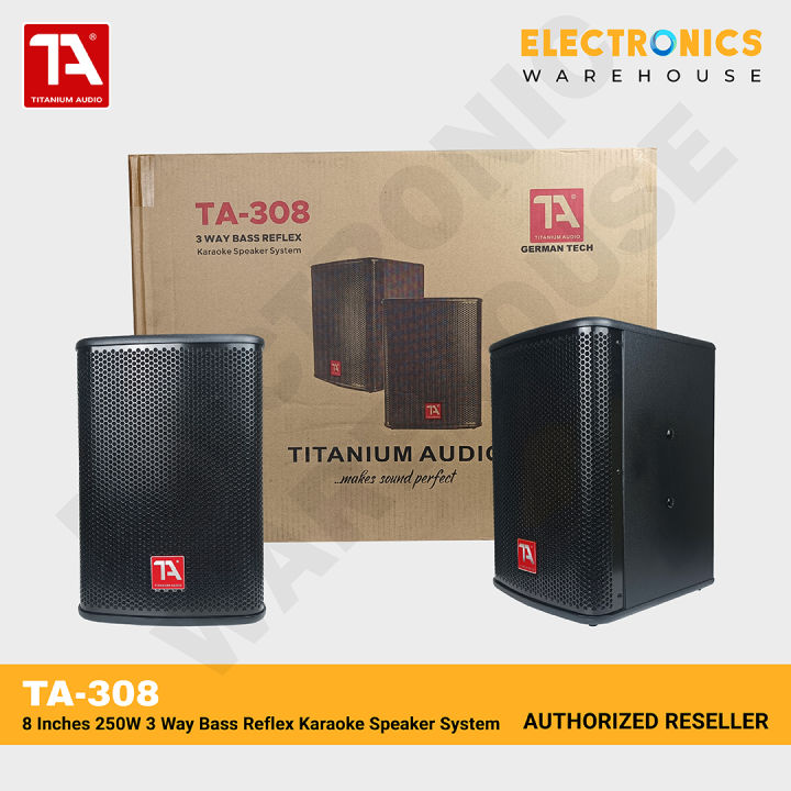 Titanium Audio TA-308 8 Inches 250W 3 Way Bass Reflex Karaoke Speaker ...