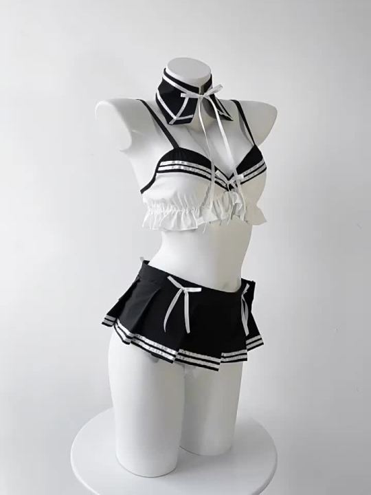 [MS] Lin Linting ชุดชั้นในเซ็กซี่เซ็กซี่บริสุทธิ์ชุดนักเรียนโชว์เอว ...