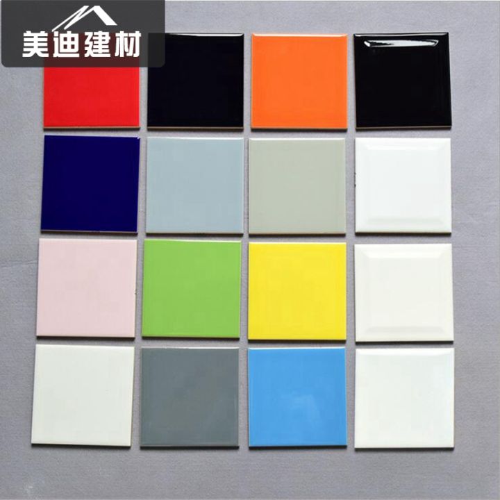 Bright 100X100 kitchen small white brick tiles gray red orange yellow ...