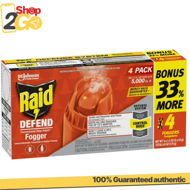 Raid Concentrated Deep Reach Roach Insect Killer & Fogger, 1.5 fl oz, 4 ...