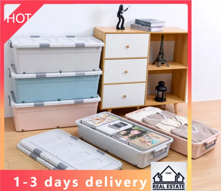 Large Capacity Rolling Plastic Under Bed Storage Bin With Wheels ...