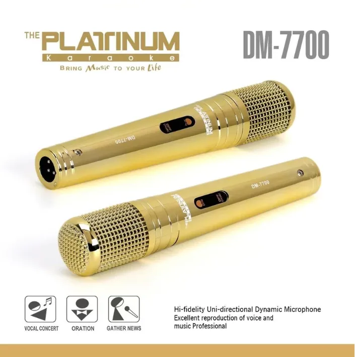 PLATINUM DM-7700 Professional Hype-Capdiod Dynamic Microphone(Gold）With ...
