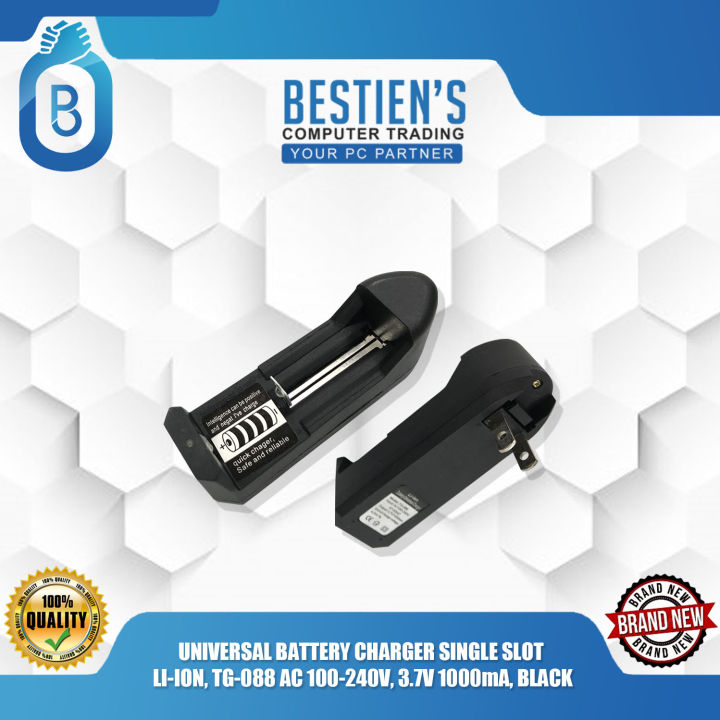 UNIVERSAL BATTERY CHARGER SINGLE SLOT LI-ION, TG-088 AC 100-240V, 3.7V ...