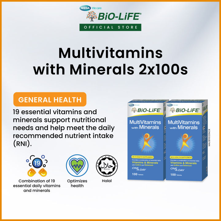 BiO-LiFE Multivitamins with Minerals 2 x 100 tablets (EXPIRY DATE JUNE ...