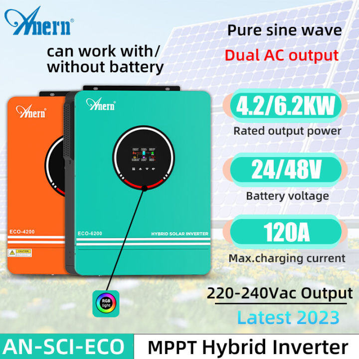 Local warranty Anern 3kw/4.2kw/6.2kw MPPT off-grid Hybrid Inverter 24V/48V 230VAC Output Pure ...