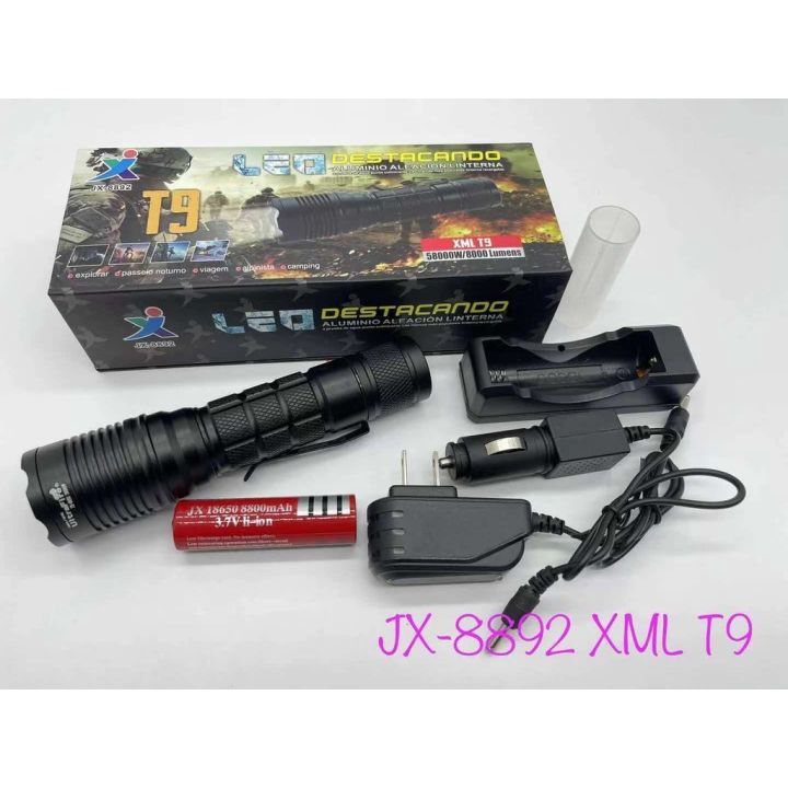 ไฟฉาย Ultrafire JX-8892 LED XML T9 ไฟฉายแรงสูง ส่องระยะไกล ซูมแสงได้ ไฟฉาย led ไฟฉายแบบชาร์จได้ ...
