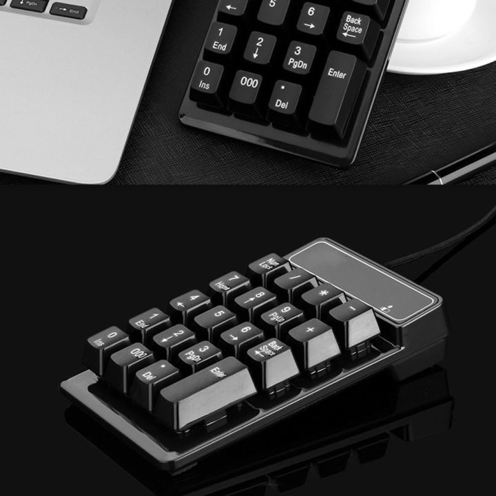 19 Keys USB Mechanical Feel Wire Numeric Keypad Mini Number Keycaps Numpad Keyboard for Laptop ...