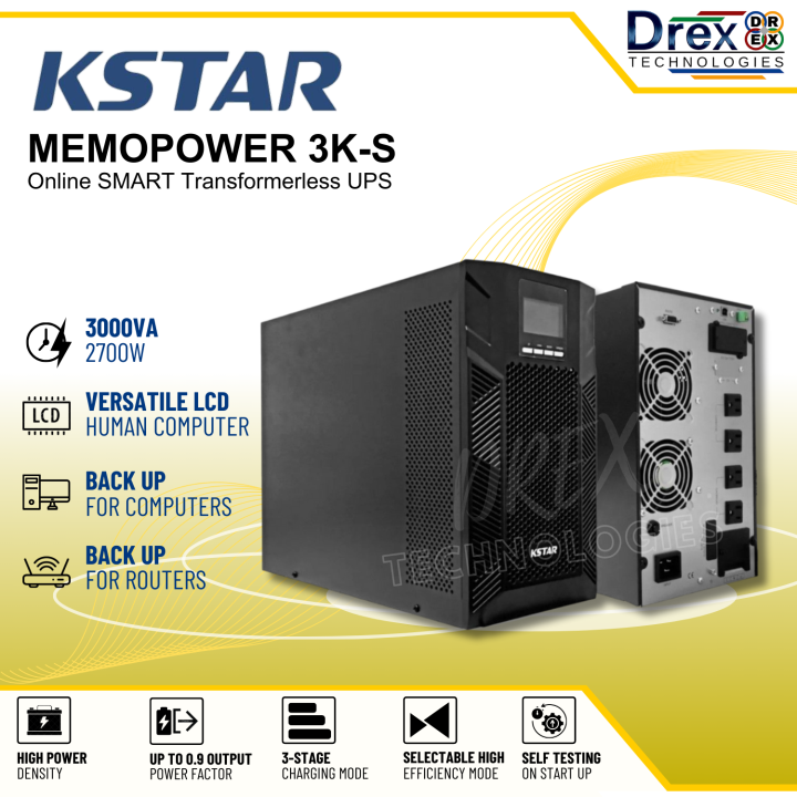 KSTAR MP 3K S 3KVA 2700W On-line Smart UPS, Tower Type | Lazada PH