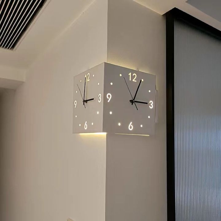 Corner Double-sided Wall Clock, Living Room Creative and Simple Modern ...