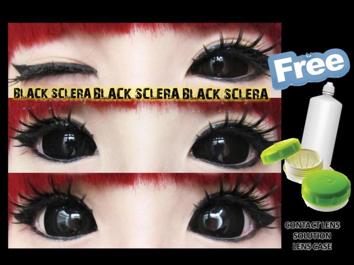 Black Sclera Cosplay Contact Lens NO GRADE Goof for 1 year Halloween ...