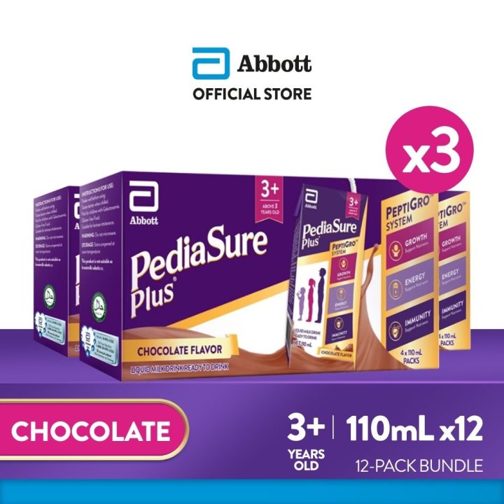 Pediasure Plus 3 Choco 110ml x12 for Kids Above 3 Years Old Ready to ...