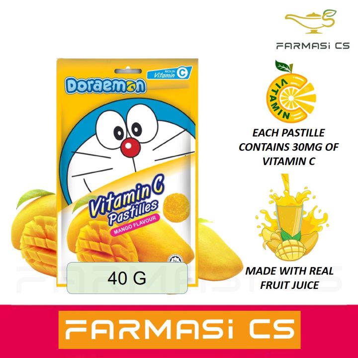 Doraemon Vitamin C Pastilles Mango Flavour 40g EXP:07/2026 [ vitamins c fruit mangoes ] | Lazada