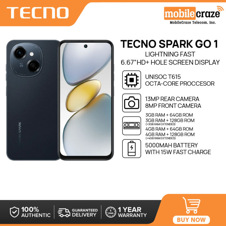 TECNO Spark Go 1S 3GB + 64GB / Tecno Spark Go 1 3GB + 128GB / 4GB + 64GB / 4GB + 128GB RAM + ROM ...