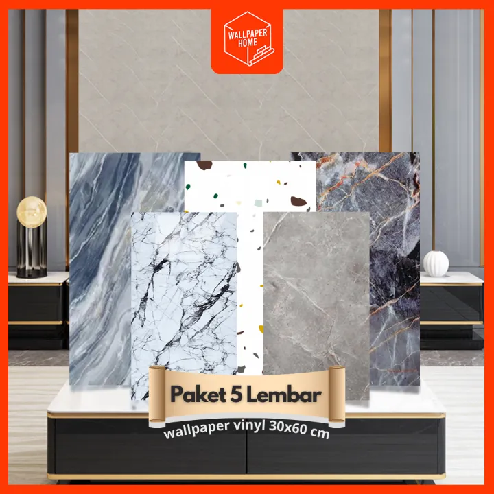 Wallpaper Home - Paket 5 Lembar Wallpaper dinding Vinyl Marble Granit ...