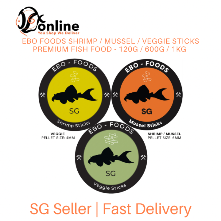 EBO FOODS Shrimp / Mussel / Veggie Sticks Premium Fish Food - 120g / 600g / 1kg | JZXONLINE ...