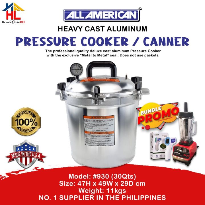 All American #930 Heavy Cast Aluminum Pressure Cooker / Canner with ...
