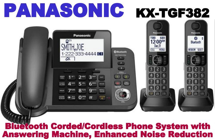 PANASONIC Bluetooth Corded/Cordless Phone System with Answering Machine ...