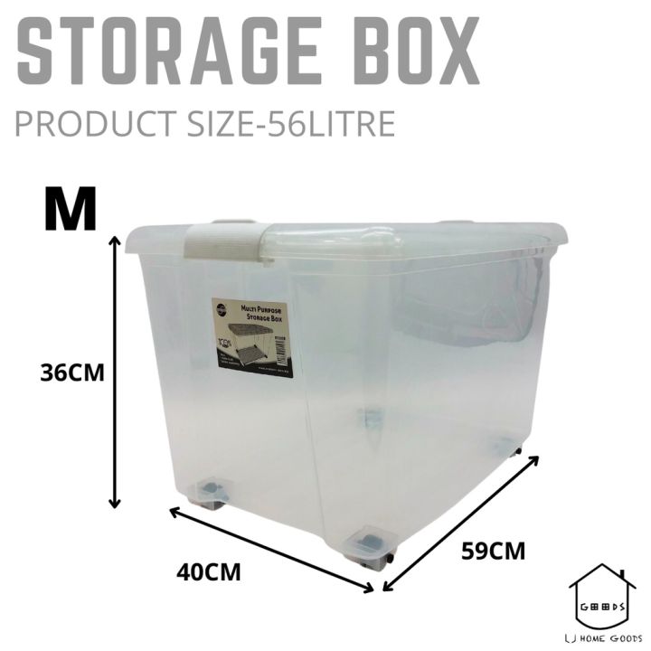 56LITRE STORAGE BOX TRANSPARENT WITH WHEELS || LARGE CAPACITY || KOTAK ...