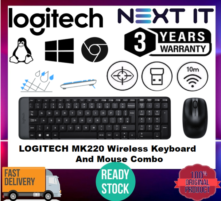 [ready Stock] Logitech Mk220 Wireless Combo Keyboard And Mouse Lazada