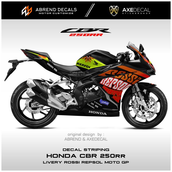 DECAL STRIPING CBR 250RR LIVERY ROSSI REPSOL MOTO GP / STIKER MOTOR ...