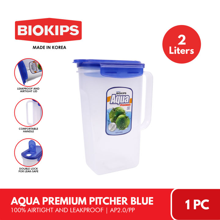 Biokips Aqua Premium Pitcher Blue 2L | BPA Free | 100% Airtight and ...