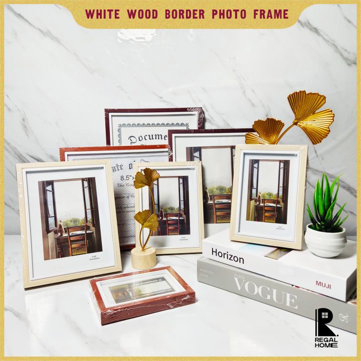 [Wood White Border] [Random Color] Photo Picture Frame All Sizes ...