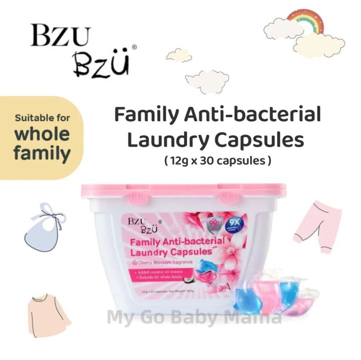 BZU BZU Family Anti-bacterial Laundry Capsules Cherry Blossom 12g x 30 ...