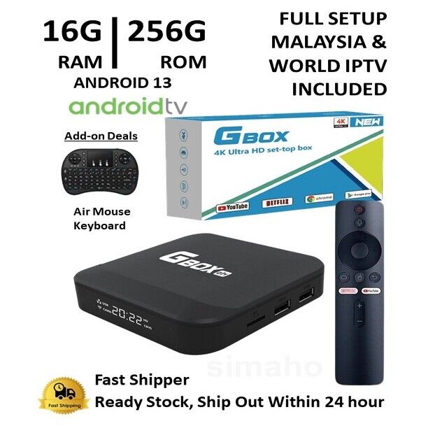 Android 13 GBOX TVBox 16G RAM 256G ROM 5GWIFI Bluetooth Voice Control ...